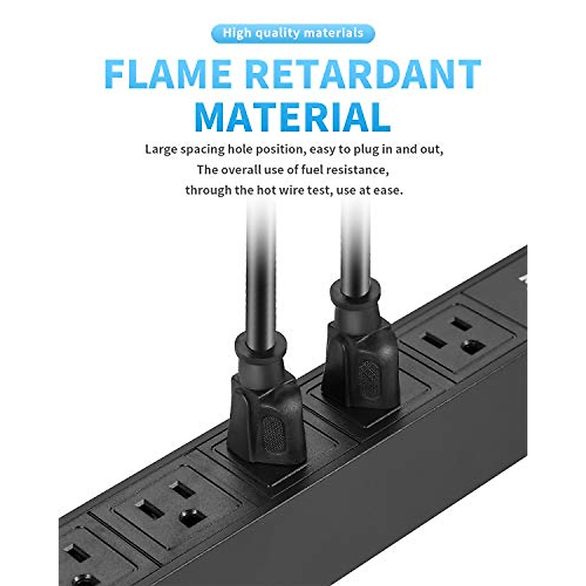 KMC 6-Outlet Metal Power Strip Surge Protector, Metal Mounting Brackets, 6 Foot Extension Cord, 1800 Joules, 125V/15A, Black