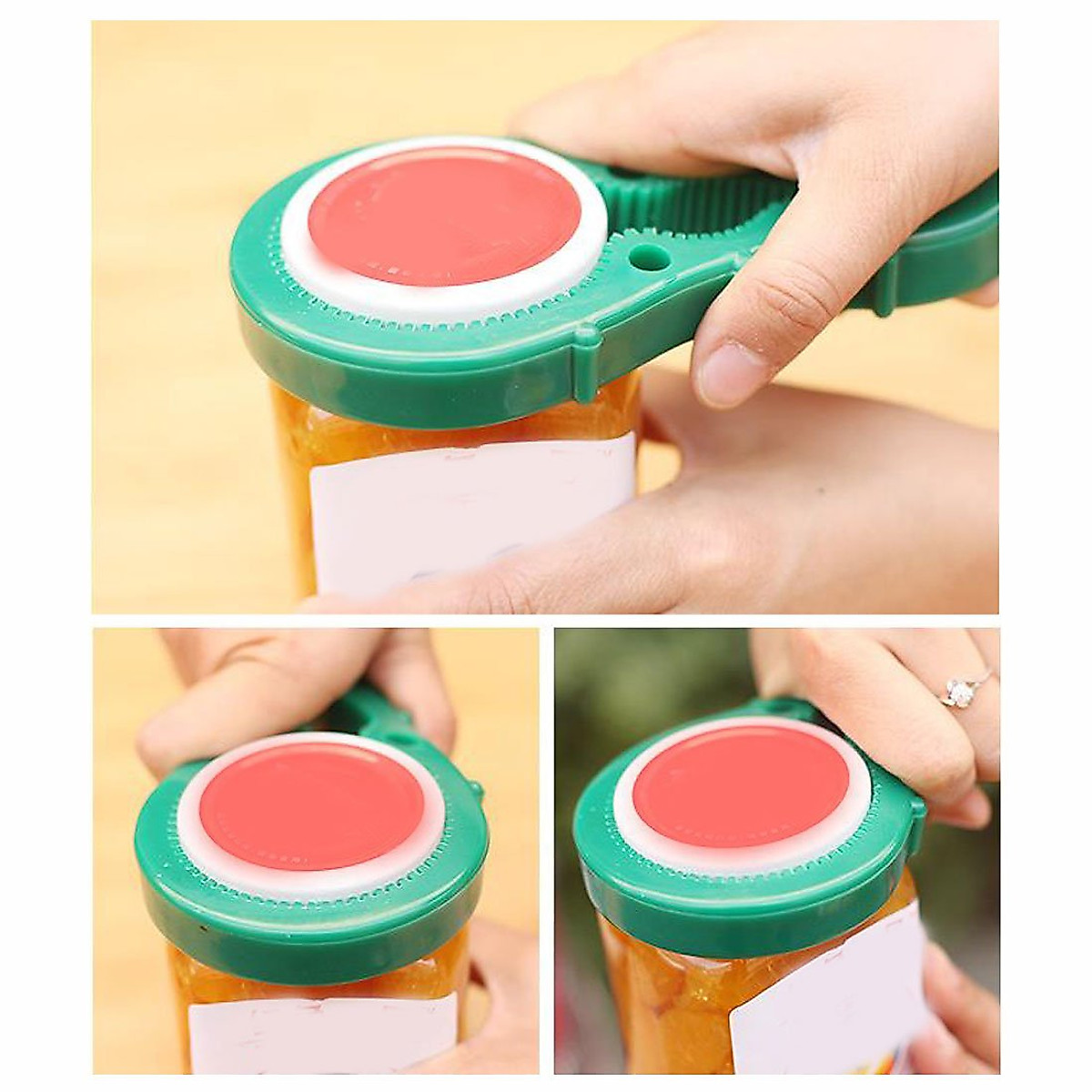 GARASANI 3 in 1 Kitchen Tool Silicone Easy Arthritis Jar Opener Convenience multi-function Jars/Bottles Wine Opener Kitchen Tool (Green)