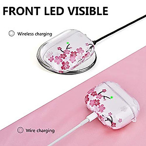 V-MORO Compatible with Airpods Pro/Pro 2 Case, Cute Clear Airpod Pro Case Cover Transparent Protective Case Girl for Apple Airpods Pro [Front LED Visible] Charging Skin Women ( Plum Flower)