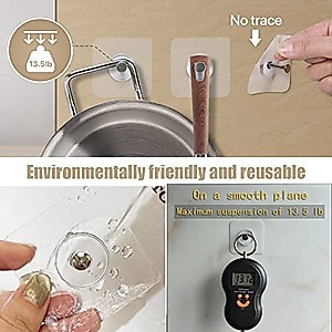 Ginmino Adhesive Wall Hooks Transparent Self Adhesive Hooks Stainless Steel Waterproof and Oilproofm,Suitable for Bathroom Kitchen,20 Pack