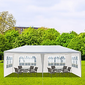 Kcelarec 10' X 20' Outdoor Wedding Party Tent Camping Shelter Gazebo Canopy with Removable Sidewalls Easy Set Gazebo BBQ Pavilion Canopy Cater Events (Style 2-with 4 Sidewalls)
