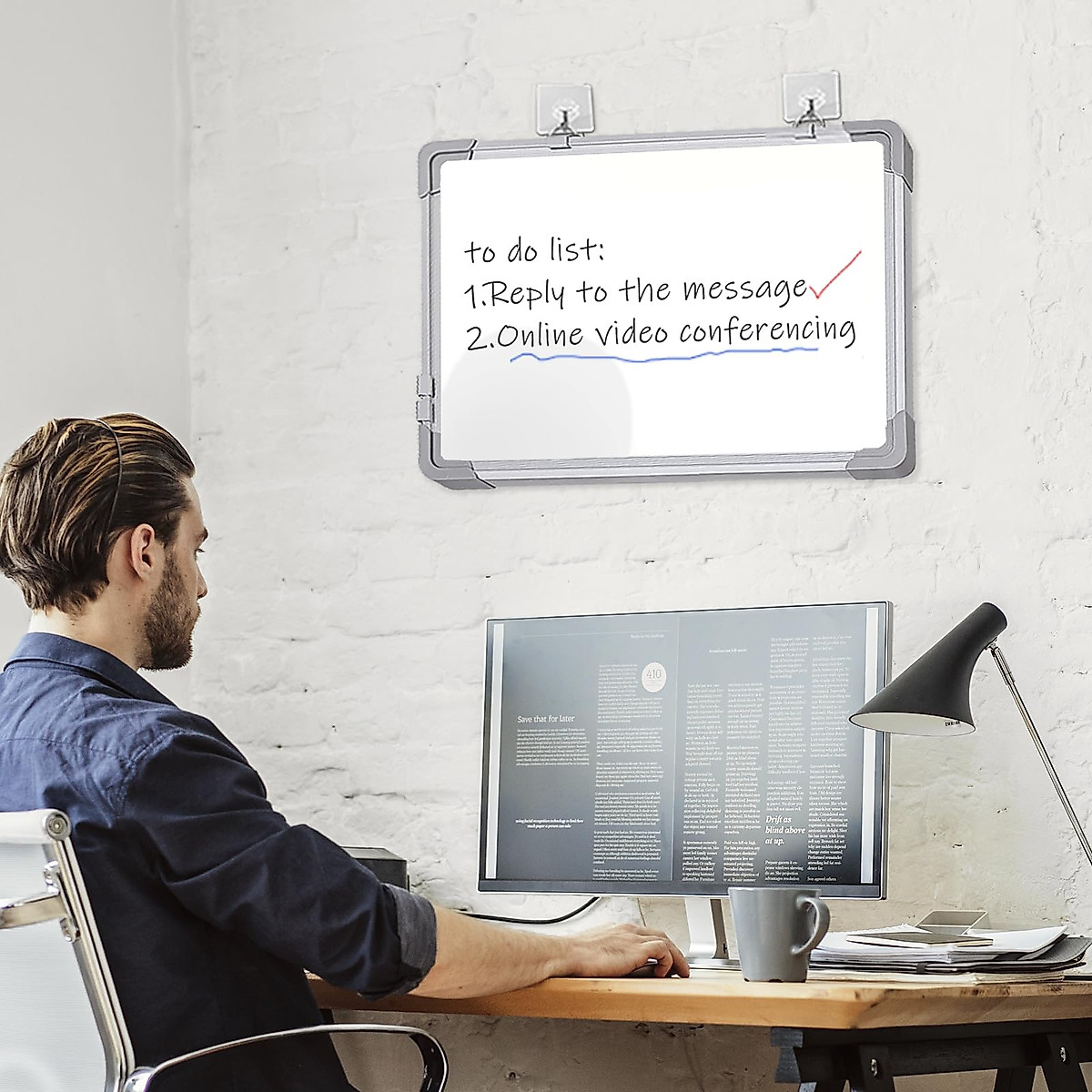 Small White Board Dry Erase for Wall, ARCOBIS 12" x 16" Magnetic Hanging Double-Sided Whiteboard, Portable Mini White Board for Kids Drawing, Kitchen Grocery List, Cubicle Planning Memo Board