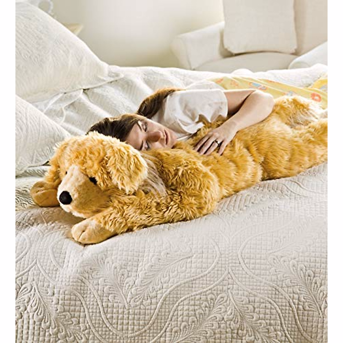 Plow & Hearth 92712-GLD Super Soft Golden Retriever Body Pillow, 1 Count (Pack of 1)