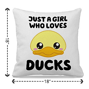 Nogrit Duck Pillow Cover, Duck Decor Throw Pillow Cover 18x18,Just A Girl Who Loves Ducks Decor for Home Bedroom Living Room Duck Gifts for Duck Lovers Duck Decorations Duck Room Decor