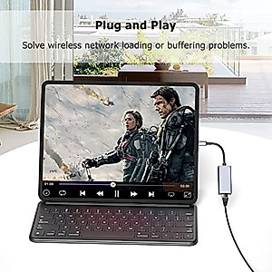 USB C to RJ45 Ethernet LAN Network Adapter + Aluminum USB Male to USB C Female Adapter Compatible with MacBook Pro Air iPad Surface Book Chromebook Dell XPS Galaxy S23