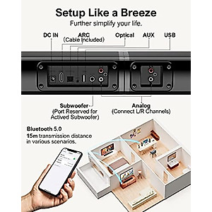ULTIMEA 2.2ch Sound Bars for TV, 2-in-1 Separable TV Soundbar, 2 TV Speakers Sound Bar for Surround System, 32Inch PC Sound Bar Bluetooth 5.0/Optical/Aux/USB/HDMI Home Theater Soundbar, Wall Mountable