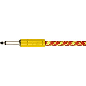 Fender MonoNeon Instrument Cable, Straight/Angle, Orange/Yellow Tweed, 10ft