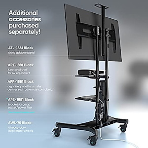 ONKRON Mobile TV Stand for 50" - 86" TVs up to 200 lbs - Adjustable TV Stand Portable - max VESA 800x500 - Tall TV Stand with Wheels/Mobile TV Cart Rolling TV Stand on Wheels Black