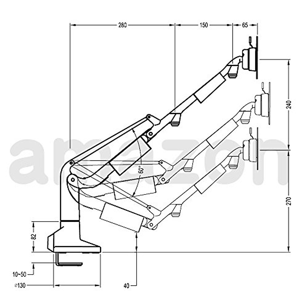 Lumen MA-GS104SV Monitor Arm (360° Rotation, Gas Pressure), Can be Mounted Up to 16.5 lbs (7.5 kg)