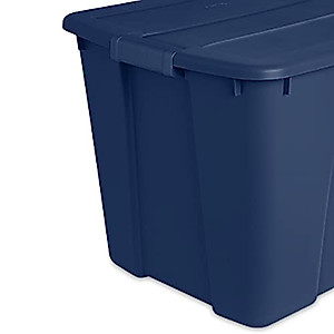 Sterilite 20 Gallon Stackable Plastic Storage Tote Container Bin with Latching Lid For Home and Garage Organization, Marine Blue (6 Pack)