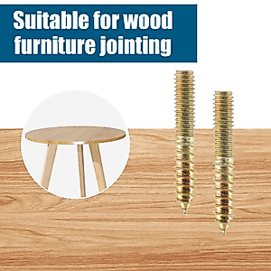 Waziaqoc 8 PCS Hanger Bolts 1/4 x 1-1/2 Inch Double Headed Bolt Self-Tapping Bolts Wood Joint Screw for Furniture