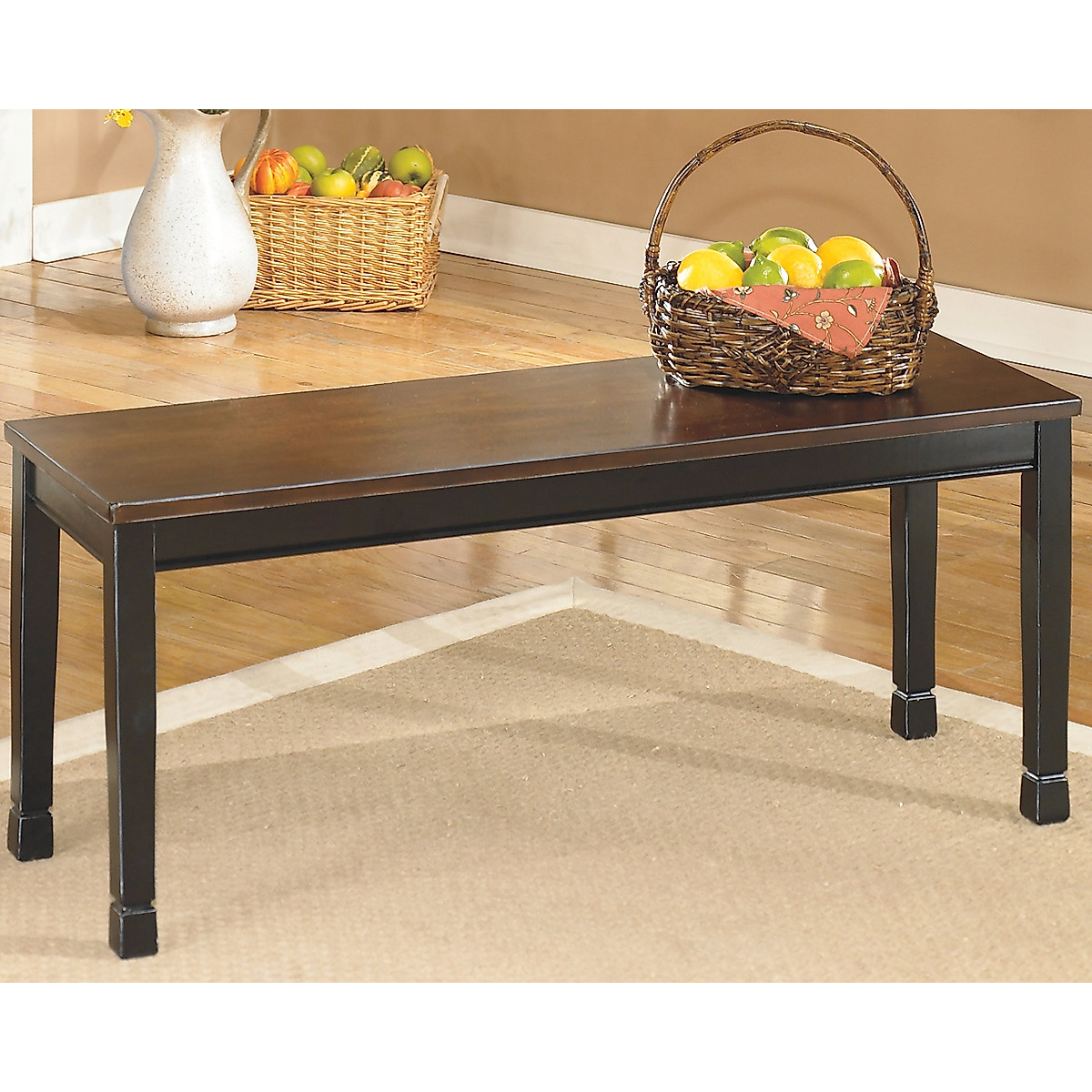 Signature Design by Ashley Owingsville Modern Farmhouse Dining Room Bench, Black and Brown