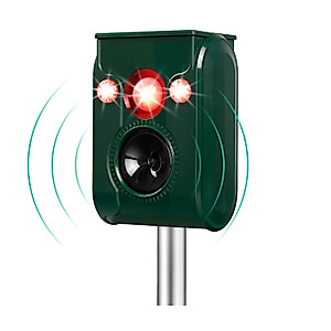 2024 Upgraded Solar Animal Repeller, Ultrasonic pest Repeller, Cat Repellent Outdoor, Squirrel Repellent, Deer Repellent,Waterproof,Siren and Flash Animal Repellent,Dog, Raccoon, Skunk, Rabbit, Rodent