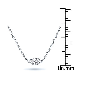 Diamond Wish 0.25 Carat Marquise Diamond Solitaire Pendant Necklace in 14k White Gold with 18 Inch Chain Spring Ring V-End Prong Set