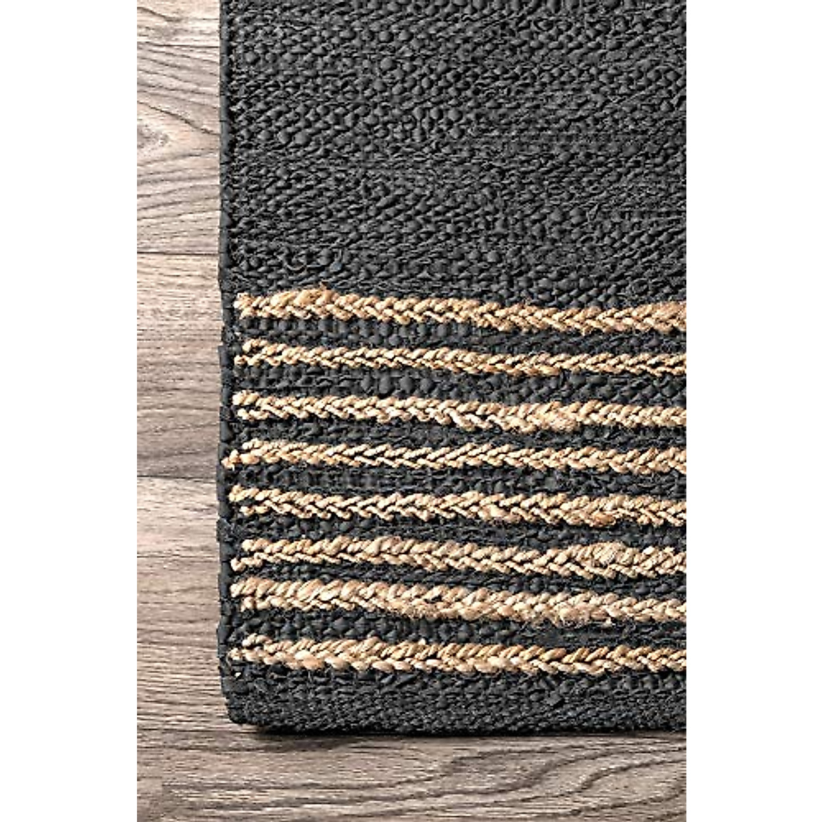 nuLOOM Hand Braided Jute Leather Kelli Area Rug, 8x10, Grey