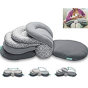 JCW Multi-Function Breastfeeding Pillow Maternity Nursing Pillow,Adjustable Height,Grey