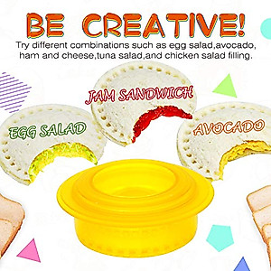 HiYZ Sandwich Cutter and Sealer - 5 PCS Decruster Sandwich Maker - Peanut Butter and Jelly Crustless Sandwich Bread Pancake Maker Cookie Cutter for Kids Children Boys Girls