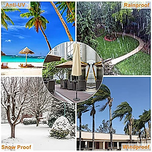 OKPOW Umbrella Covers for Outdoor Umbrellas - Small Patio Umbrella Cover for 6 ft to 9 ft Outdoor Table Umbrella - Waterproof Windproof Anti-UV Garden Parasol Covers, Khaki