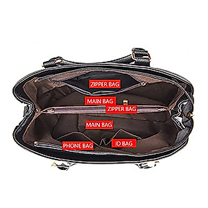 HUIUEITW Purses and Handbags for Women Fashion Ladies PU Leather Top Handle Satchel Shoulder Tote Bags (Black)