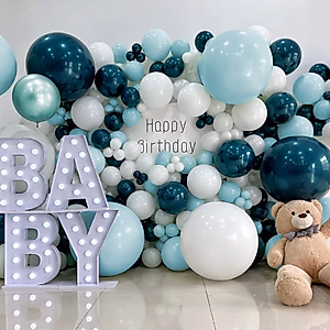 SKEFOLI Dark Teal Balloon Garland Arch Kit for Boys Men Green Jungle Wild One Safari Themed Party Decorations Supplies with Tassel Double-layer Balloons for Birthday Bridal Baby Shower (Dark Teal)