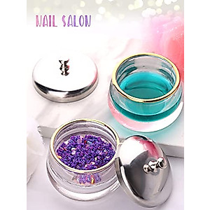 TOROKOM 2Pcs Dappen Dish Glass Monomer Dish with Lid for Acrylic Nails Small Clear Nail Cup Containers for Liquid Powder Damping Dapping Dish Holder Supplies