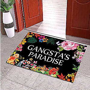 DAYLIPILLOW Gangsta's Paradise Flower Doormat Funny Welcome Mat Floor Mat Rug Outdoor Front Door Bathroom Mats Indoor 23.6" x 15.7"