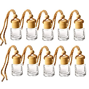 ConStore 10pcs Car Hanging Glass Bottle Empty Pendant Perfume Aromatherapy Bottle Refillable Hanging Diffuser Bottle Air Fresher Ornament Vials