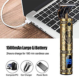 Suttik Professional Hair & Beard Trimmer for Barber, T-Blade Hair Edgers Clippers, Gold Knight Close-Cutting Trimmers, Cordless Clippers for Hair Cutting, Gift for Men