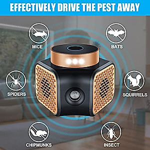 Qualirey 2 Pack Rodent Repellent Ultrasonic Mouse Repellent Plug-in Ultrasonic Pest Squirrel Repellent Rat Bat Deterrent with 9 LED Lights for House, Attic, Garage, Apartment Indoor Outdoor(Brown)