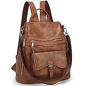 RICH LEAF Women Fashion Backpack Purse Convertible Shoulder Satchel Handbags for Women Travel Backpack Anti Theft Ladies Casual Leather Backpack Waterproof Multipurpose Design Brown