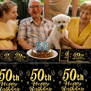 82 Pcs 50th Anniversary Decorations 50th Birthday Decorations Back in 1973 50th Wedding Anniversary Party Supplies Disposable Tableware set Plates Napkins Forks Table Covers Supplies for Men