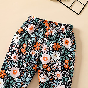 RogPrincekids Baby Girl Clothes Set Long Sleeve Sweatshirts Tops Pants Toddler Girls Cute Floral Outfits (Green, 18-24 Months)