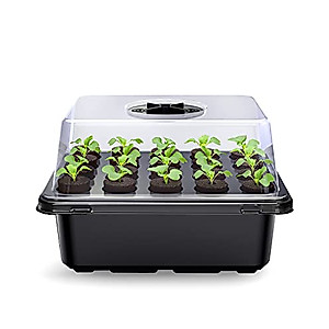 iDOO Seed Starter Tray with Grow Sponges, 20 Cells Reusable Seed Starter Kit with Humidity Dome, Base Mini Greenhouse Germination Kit for Seeds Growing Starting