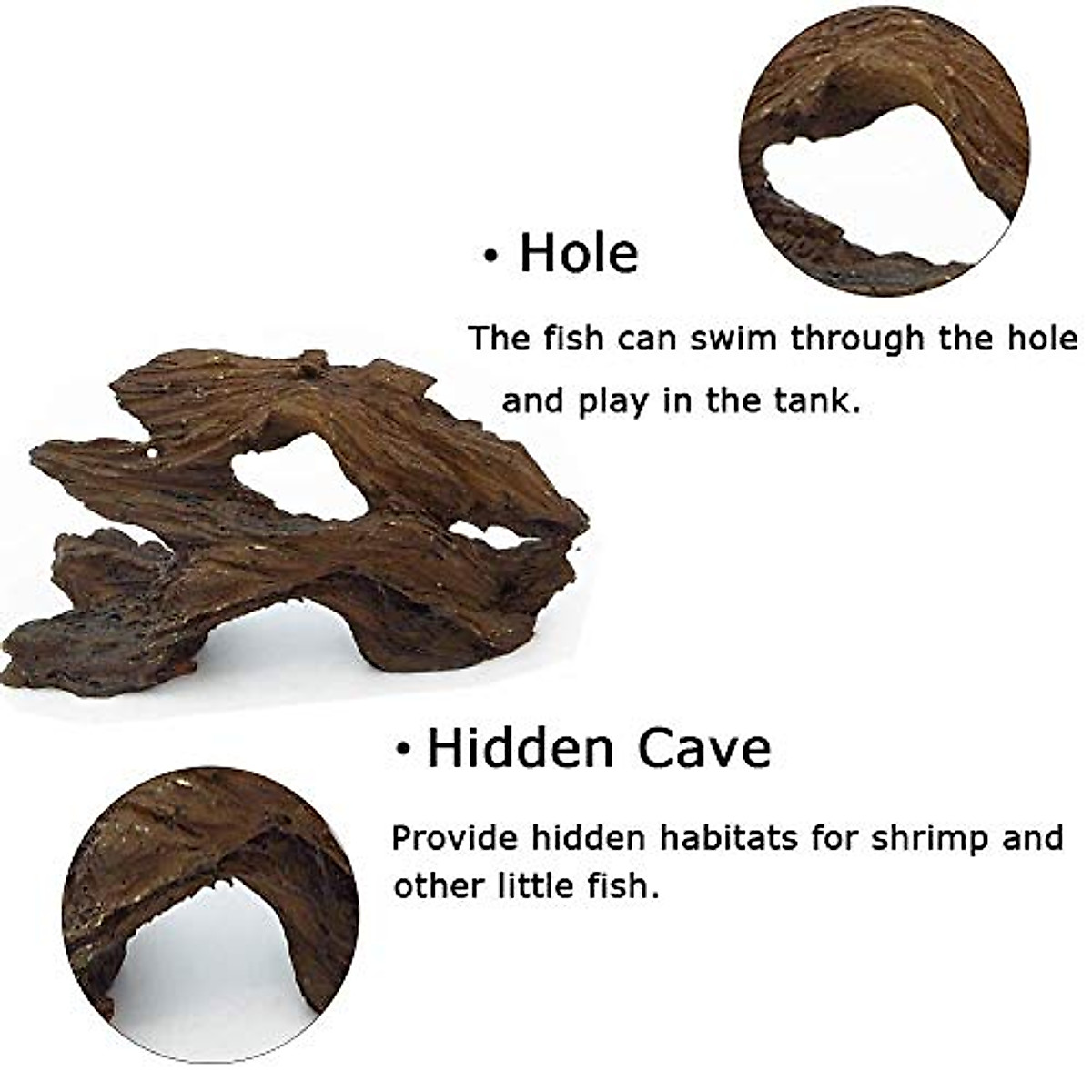 Tfwadmx 4 Pcs Aquarium Resin Driftwood Decoration Log Fish Tank Cave Hideout Wood Decor Freshwater Betta Ornament Aquarium Decorations