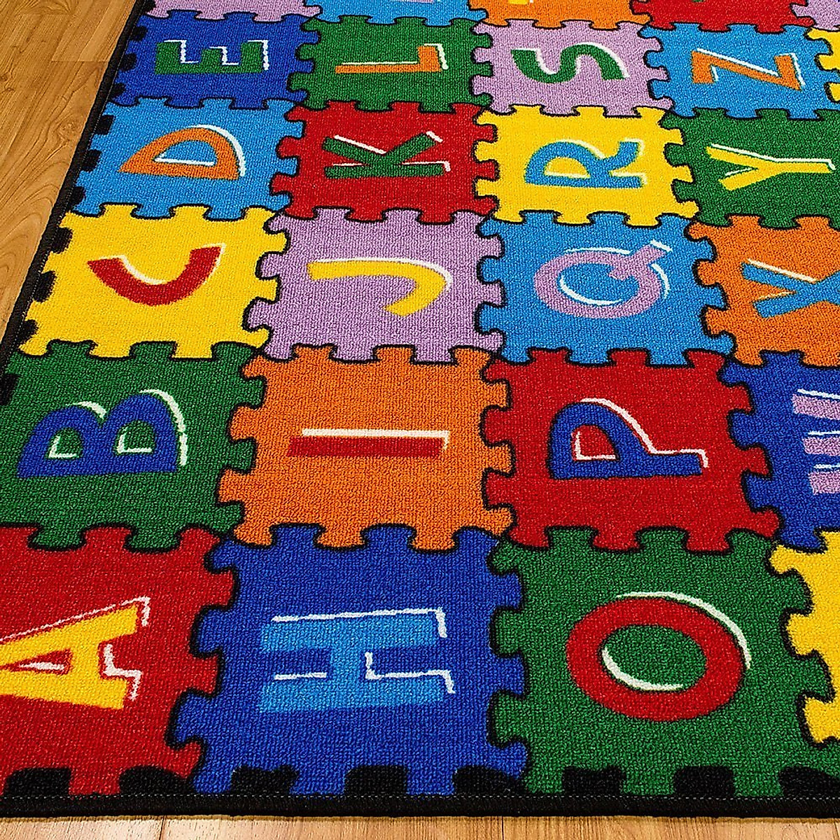 CR Kids/Baby Room/Daycare/Classroom/Playroom Area Rug. ABC Puzzle (A-Z and 1-9). Educational. Fun. Bright Colorful Vibrant Colors (8 Feet X 10 Feet)