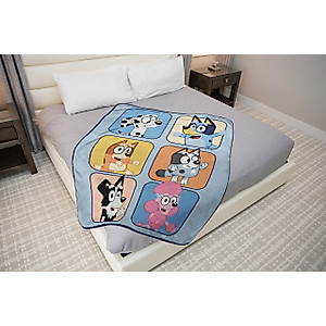 Bluey & Friends Plush Throw Blanket - Measures 46 x 60 Inches - Super Soft & Cozy Fleece Kids Bedding