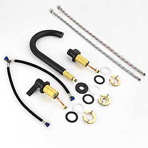 POP SANITARYWARE Matte Black Bathroom Faucet 8 Inches Widespread Bathroom Faucet 3 Hole Bathroom Faucet 2 Handle Bathroom Sink Faucet Brass with Supply Hoses