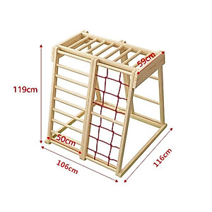 DUTUI Home Kindergarten Small Naughty Castle Playground, Children's Slide, Indoor Solid Wood Children's Climbing Frame Swing Combination