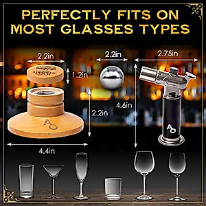 Aberdeen Oak Deluxe Cocktail Smoker Kit - Whiskey Infuser Set with Torch, Hickory & Oak Chips, Whisky Balls - Smoky Flavor Enhancer for Drinks (Butane Not Included)