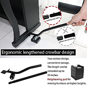 【Upgrade Large】Furniture Dolly & Furniture Rollers Mover with 5 Wheels, Carbon Steel Panel Furniture Lifter Set Up to 2200LBs, for 360° Rotation Shifting Moving Heavy Duty Refrigerator, Sofa, Cabinet