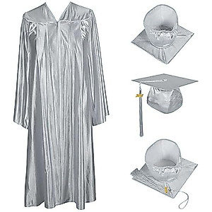 GFY Unisex Shiny Graduation Cap & Gown Set with 2024 Tassel Year Charm for Elementary, Middle School, High School, & College