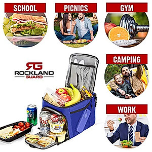 Rockland Guard - Insulated Meal Prep Bag Cooler - Portable Hot or Cold Lunch Box for Meal Management at Work, Gym or Travel. (Blue)