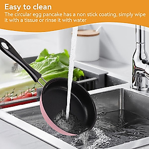 Mini Nonstick Frying Pan, 4.7in Mini Frying Pan Stainless Steel Omelette Pan Round Egg Pan Small Pan for Cooking Small Frying Pan Single Serve Frying Pan Skillet for Eggs Pancakes(pink)