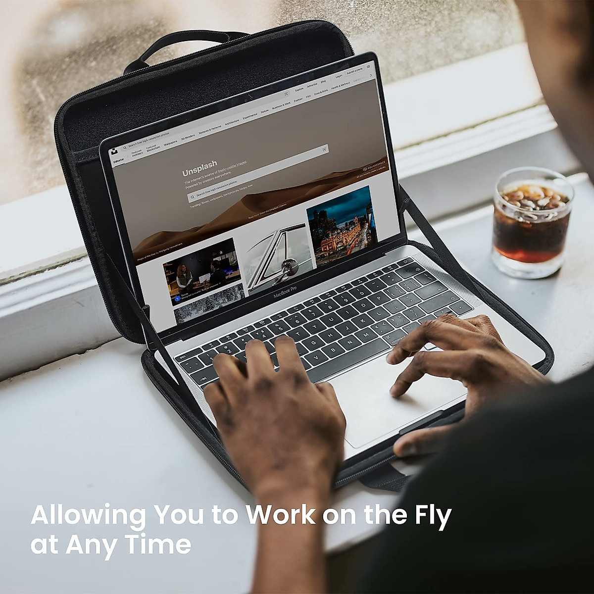 Tomtoc Hardshell Laptop Shoulder Bag for 16-inch MacBook Pro/Air, Organized Protective Hard Case with Tablet Pocket for Up to 13 Inch iPad Pro