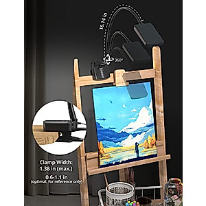 TROND Clamp Desk Lamp, Eye-Care Desk Light with USB Charging Port, 5 Color Modes 5 Level Brightness, 30-Minute Auto Timer Flexible Gooseneck Task Lamp for Sewing Reading Drawing Crafting, 11W, Black