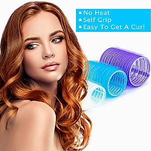 35 Self-Grip Hair Rollers for Curly Hairstyling - No Heat Blue Curlers with Clips for Long, Medium, Short Hair, Multi-sized DIY Styling Tool Set for Women, Men, and Kids