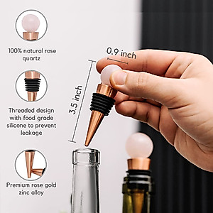 Rose Gold Silicone Wine Stopper - Wine Bottle Stopper with Pink Gemstone, Reusable Wine Corks, Wine Preserver Wine Saver Keep Wine Fresh, Wine Accessories Gifts for Wine Lovers, Wedding Favors, 2 Pack