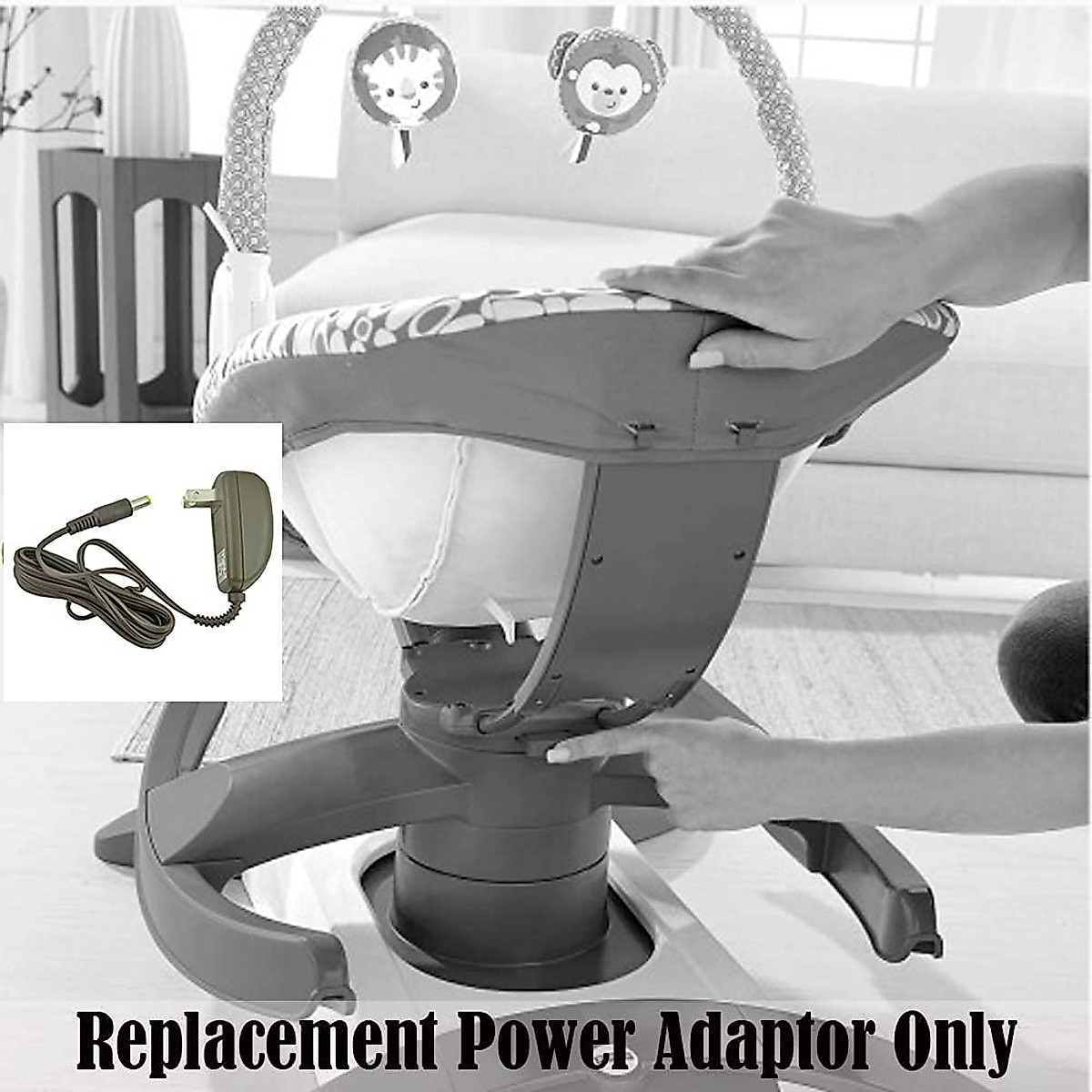 F-Price Replacement Part for Fisher-Price Deluxe Cradle 'n Swing Baby Soother - Fits Many Models ~ Replacement Power Cord Adapter Beige