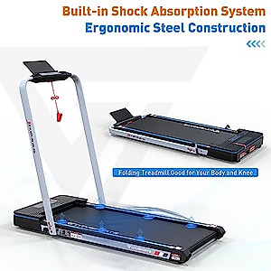 CITYSPORTS Folding Treadmill, Compact Foldable Treadmill, Electric Treadmill 1400W Motorized Running, Folding Treadmill Under Desk Electric Treadmill (Blue&Black)