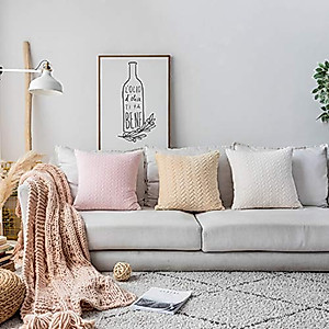 UGASA Velvet Soft Solid Decorative Square Throw Pillow Covers Cushion Case for Sofa Bedroom, 2 Packs, 18x18Inch (45x45cm), Cream